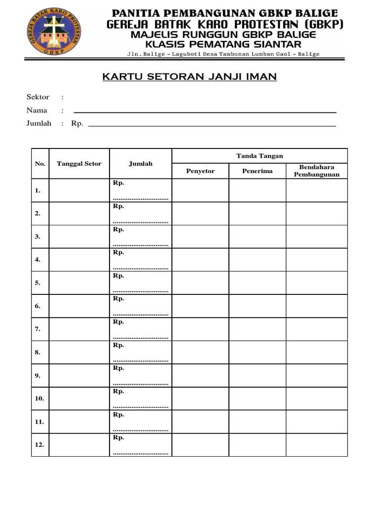 Kartu Setoran Janji Iman | PDF
