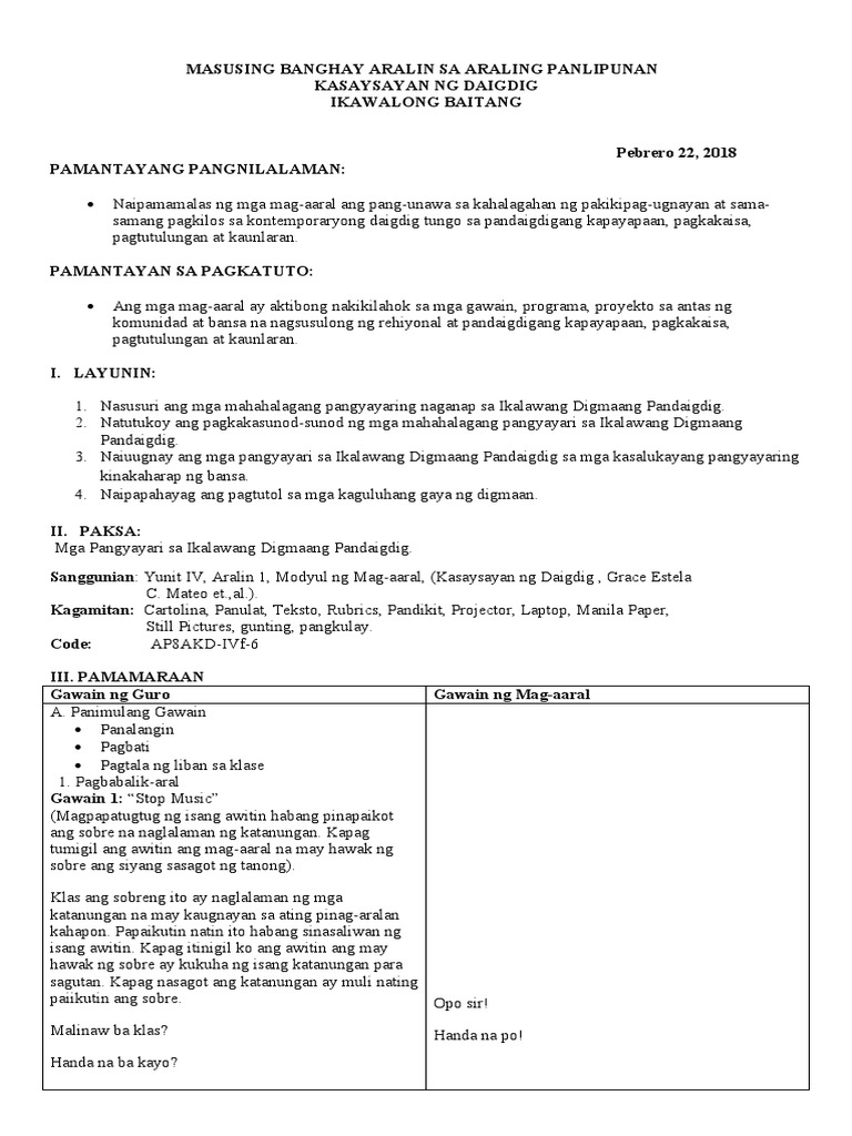 detailed lesson plan | PDF