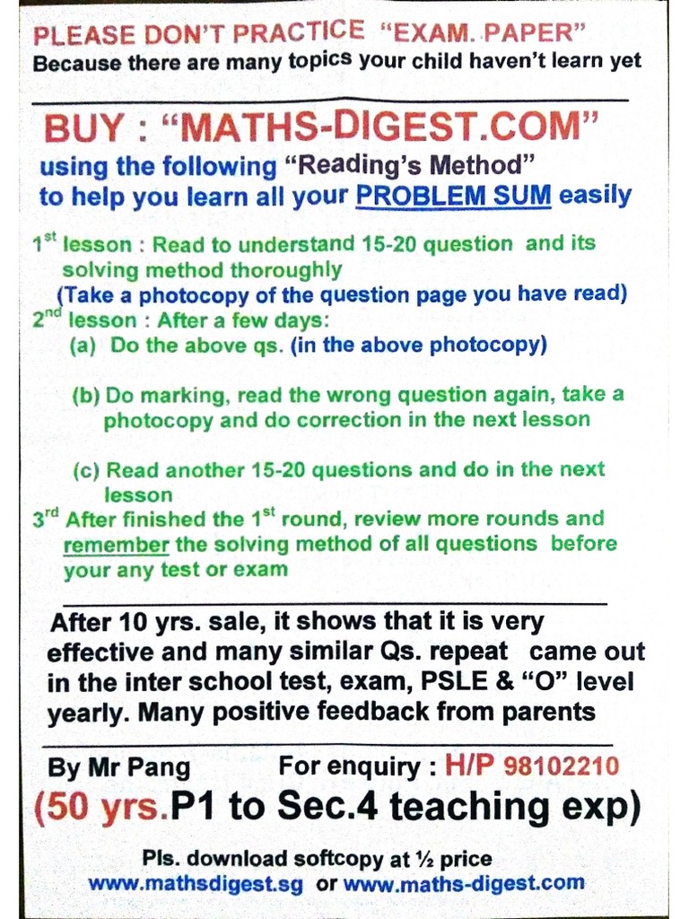Math Digest P3 PSLE | PDF