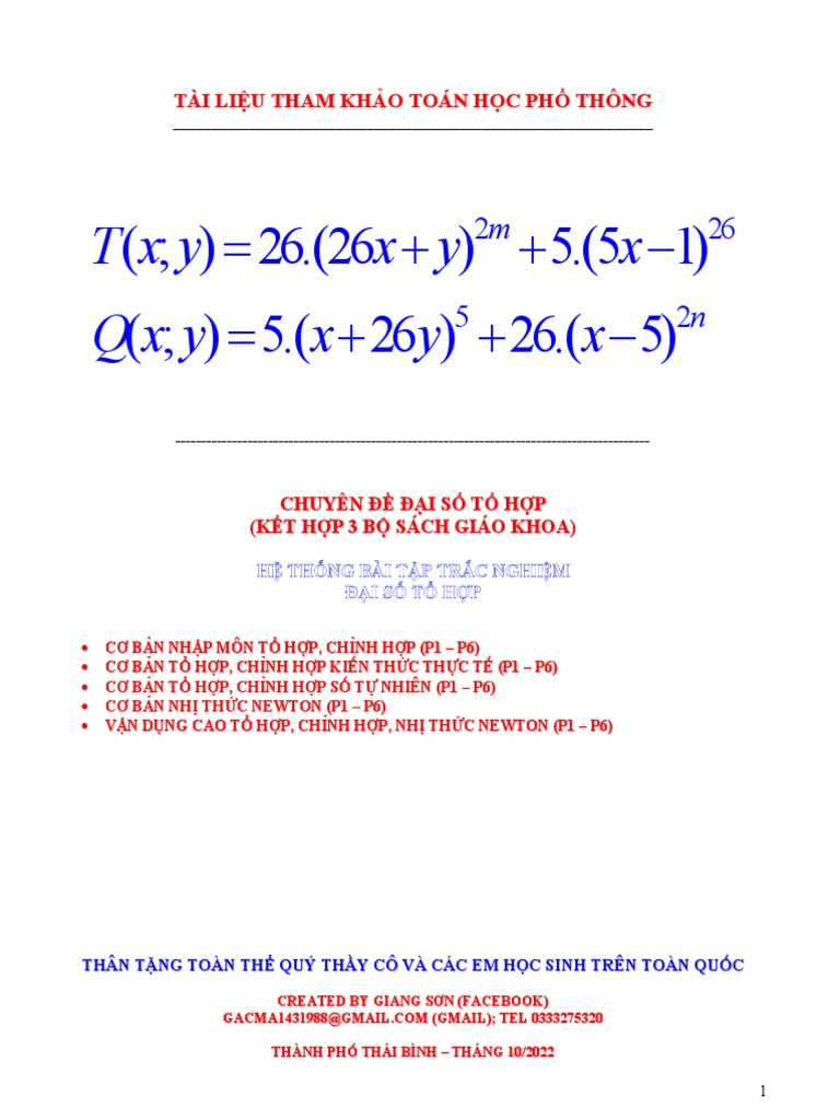 He Thong Bai Tap Trac Nghiem Dai So To Hop | PDF