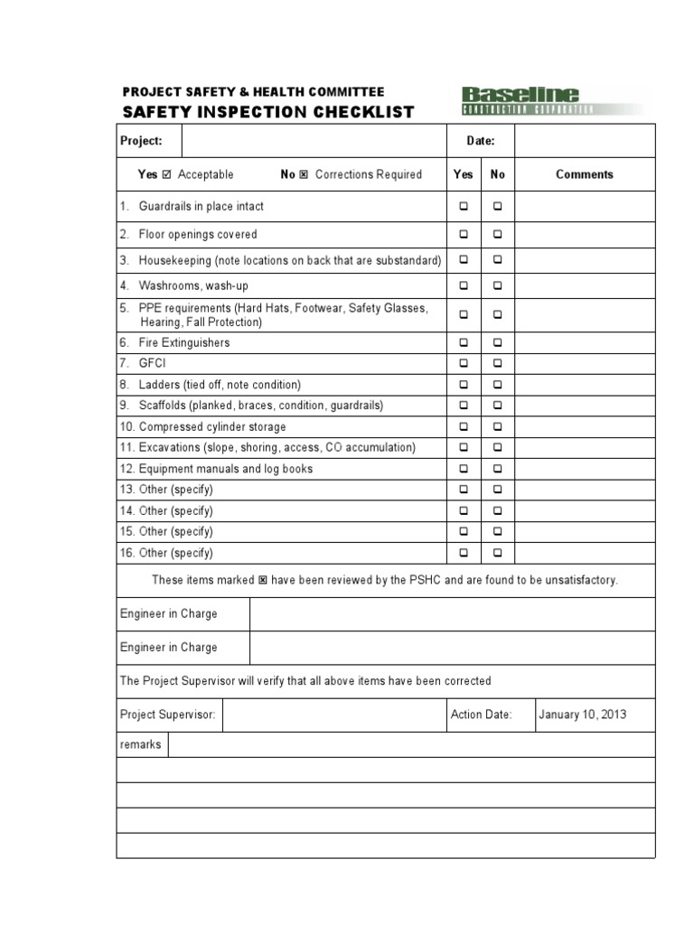 Safety Check List | PDF