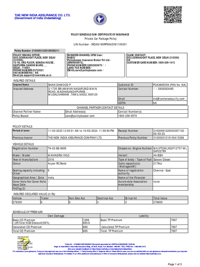Policy | PDF | Insurance | Vehicle Insurance