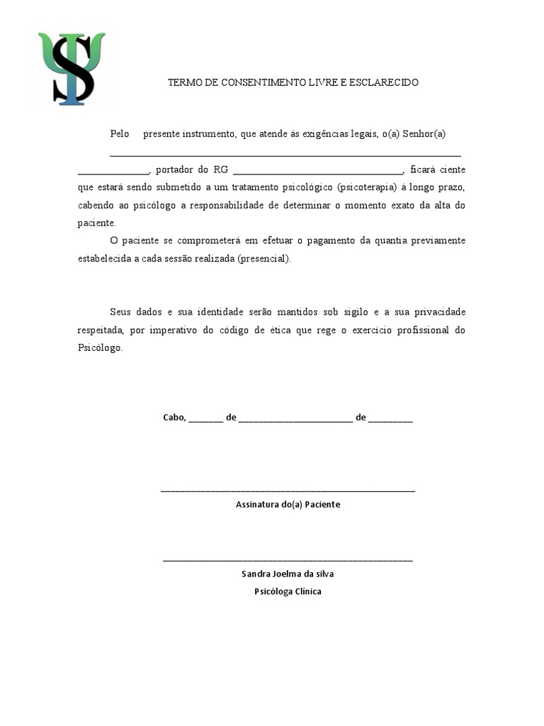 Termo de Consentimento Livre e Esclarecido | PDF Termo de Consentimento Livre e Esclarecido | PDF