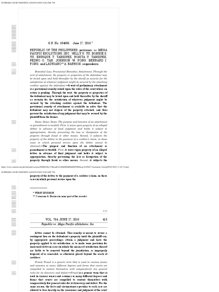 Republic vs. Mega Pacific Esolutions, Inc., 794 SCRA 414 (2016) | PDF ...