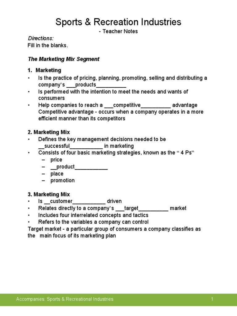 The Marketing Mix Segment Student Notes | PDF | Marketing | Pricing