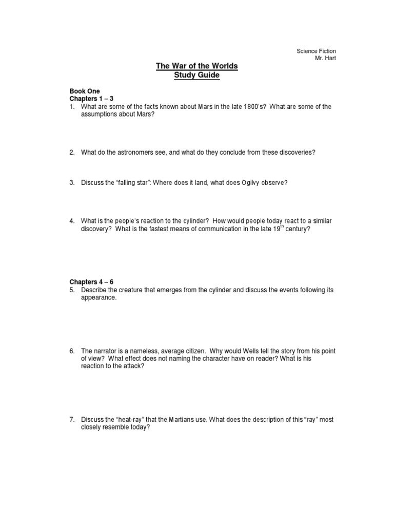 War of The Worlds - Study Guide | PDF | The War Of The Worlds