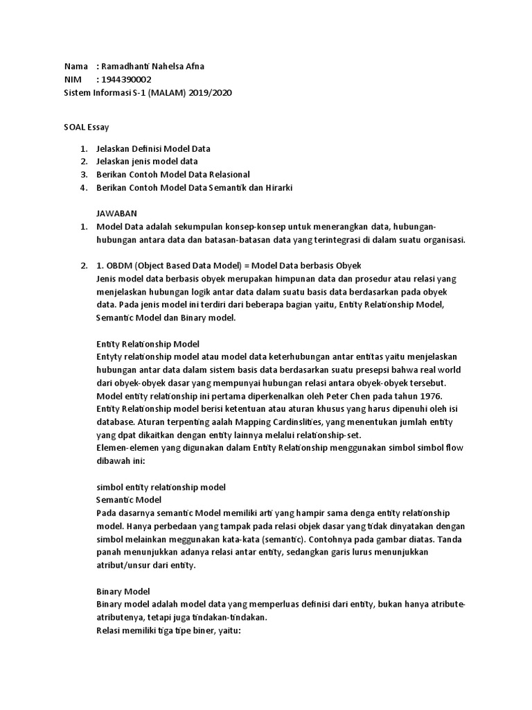 Definisi dan Jenis Model Data dalam DBMS | PDF