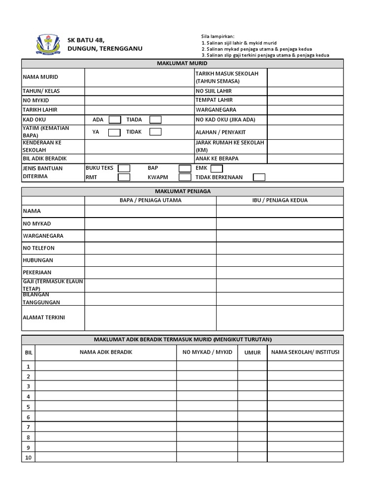 BORANG MAKLUMAT MURID - PDF | PDF