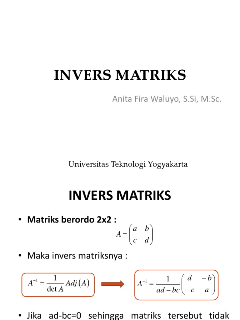 MENENTUKAN INVERS MATRIKS DENGAN METODE ADJOIN | PDF