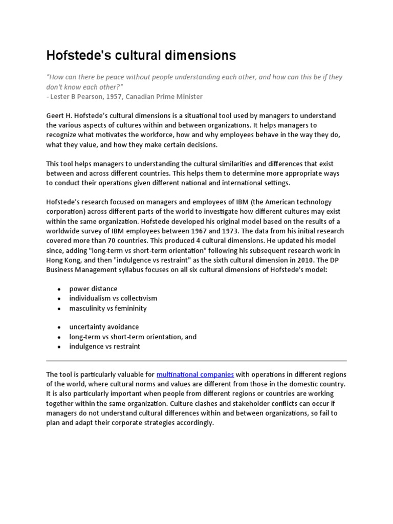 Hofstede | PDF | Femininity | Masculinity