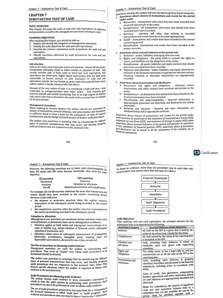 Chapter 7 - Substantive Test of Cash | PDF