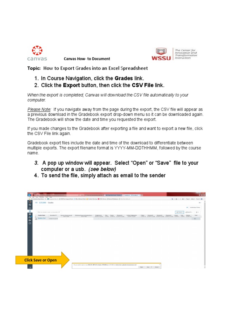 Export Grades From Canvas To A Cvs File | PDF