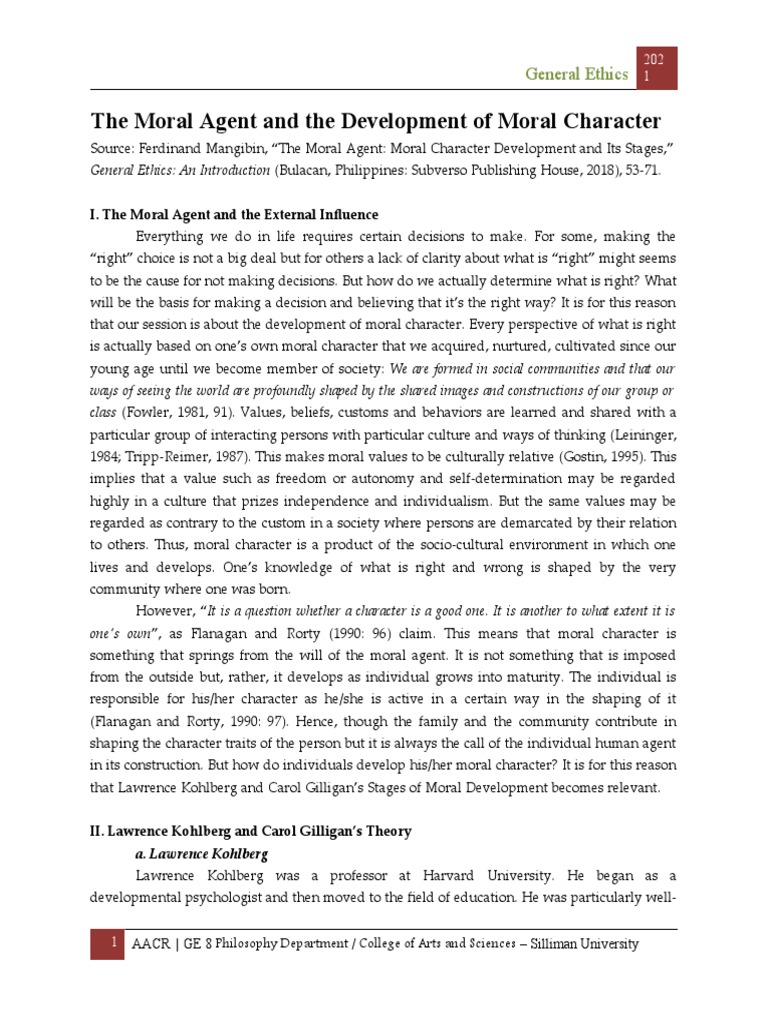 Moral Character Development | PDF | Morality | Behavioural Sciences