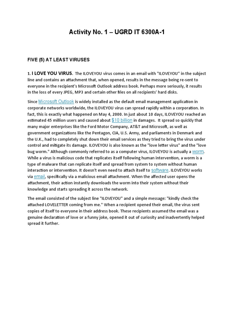 Activity No. 1 | PDF | Computer Virus | Malware