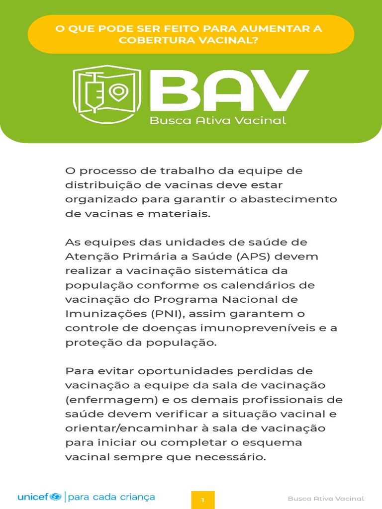 Aumentando a Cobertura Vacinal: BAV | PDF