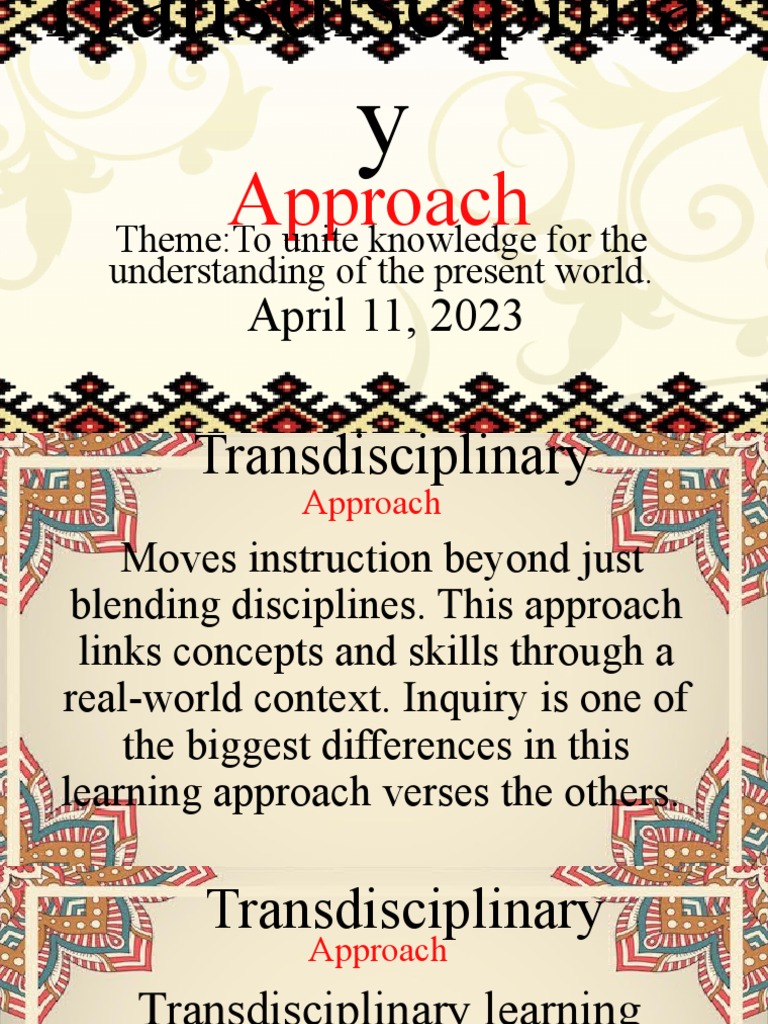Transdisciplinary approach | PDF | Learning | Understanding