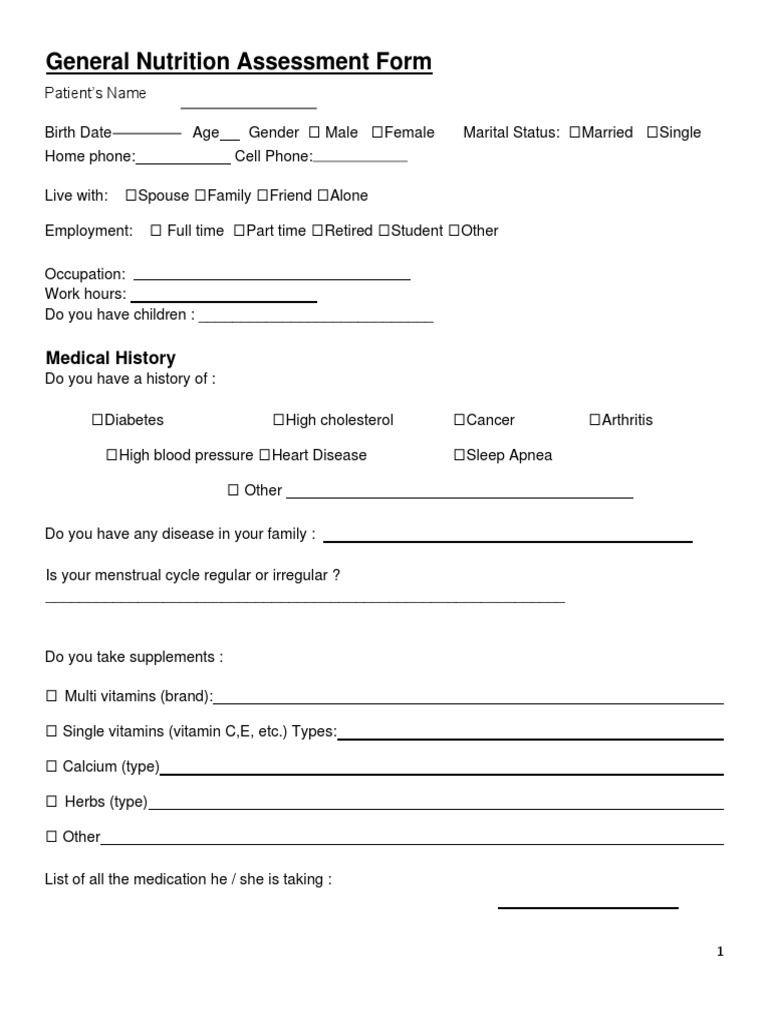 General Assesmnet Form | PDF
