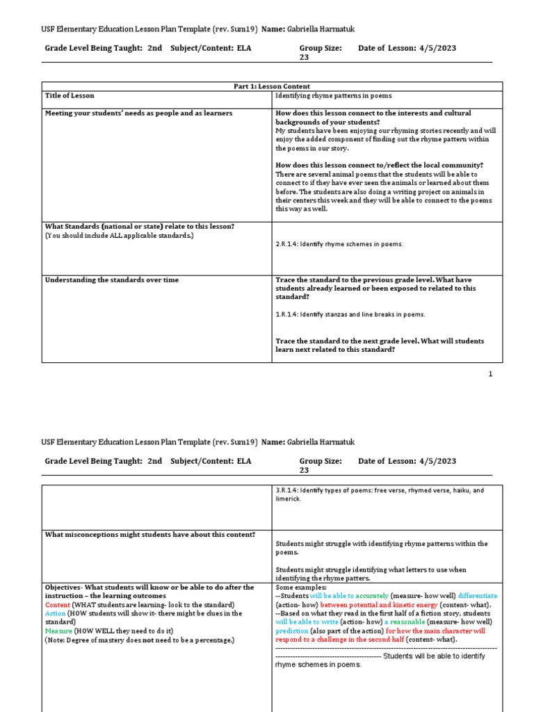 Sup 3 Observation | PDF | Poetry | Lesson Plan
