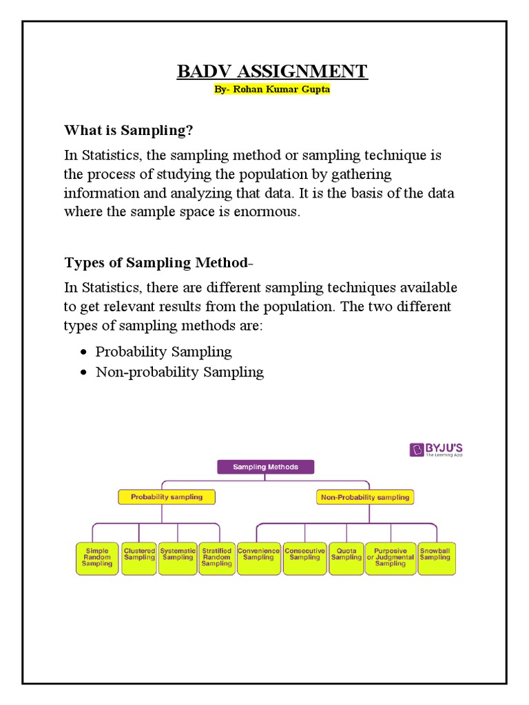 Badv Assignment | PDF | Sampling (Statistics) | Science