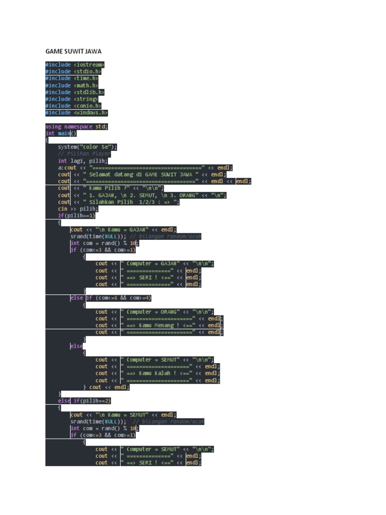 Game Suwit Jawa | PDF