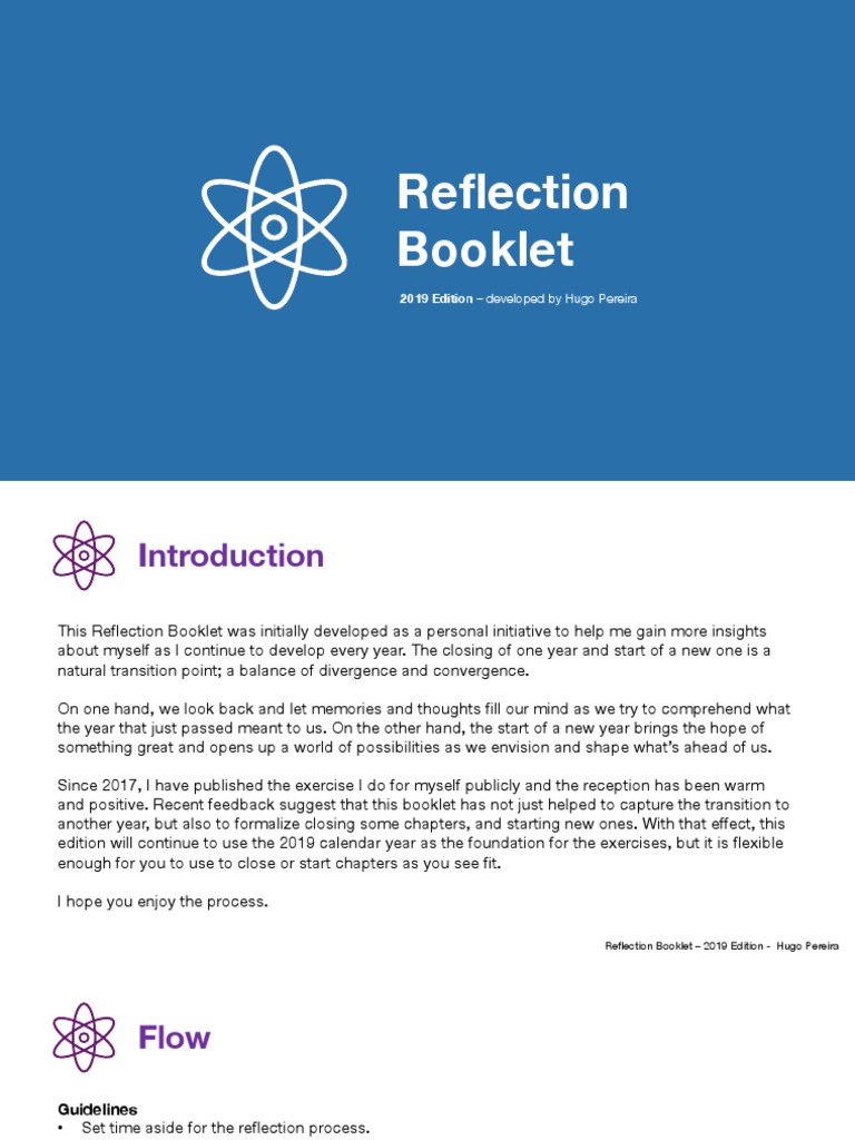 Reflection Booklet: 2019 Edition - Developed by Hugo Pereira | PDF ...