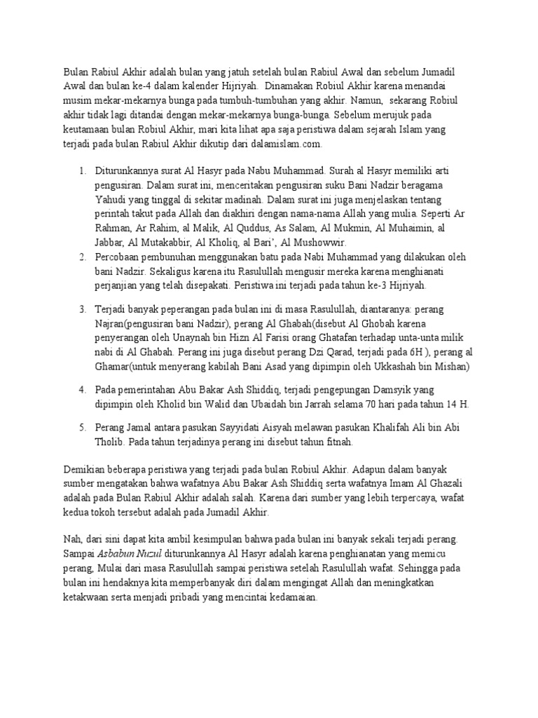 Bulan Rabiul Akhir | PDF