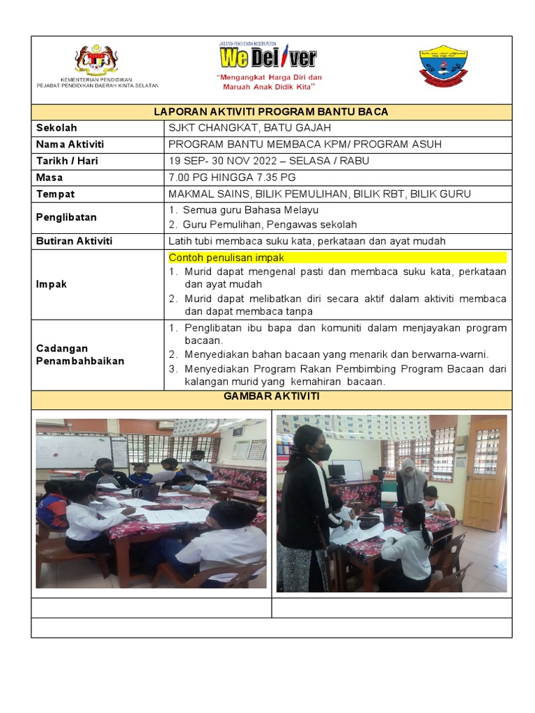 Laporan Aktiviti Program Bantu Baca Kis | PDF