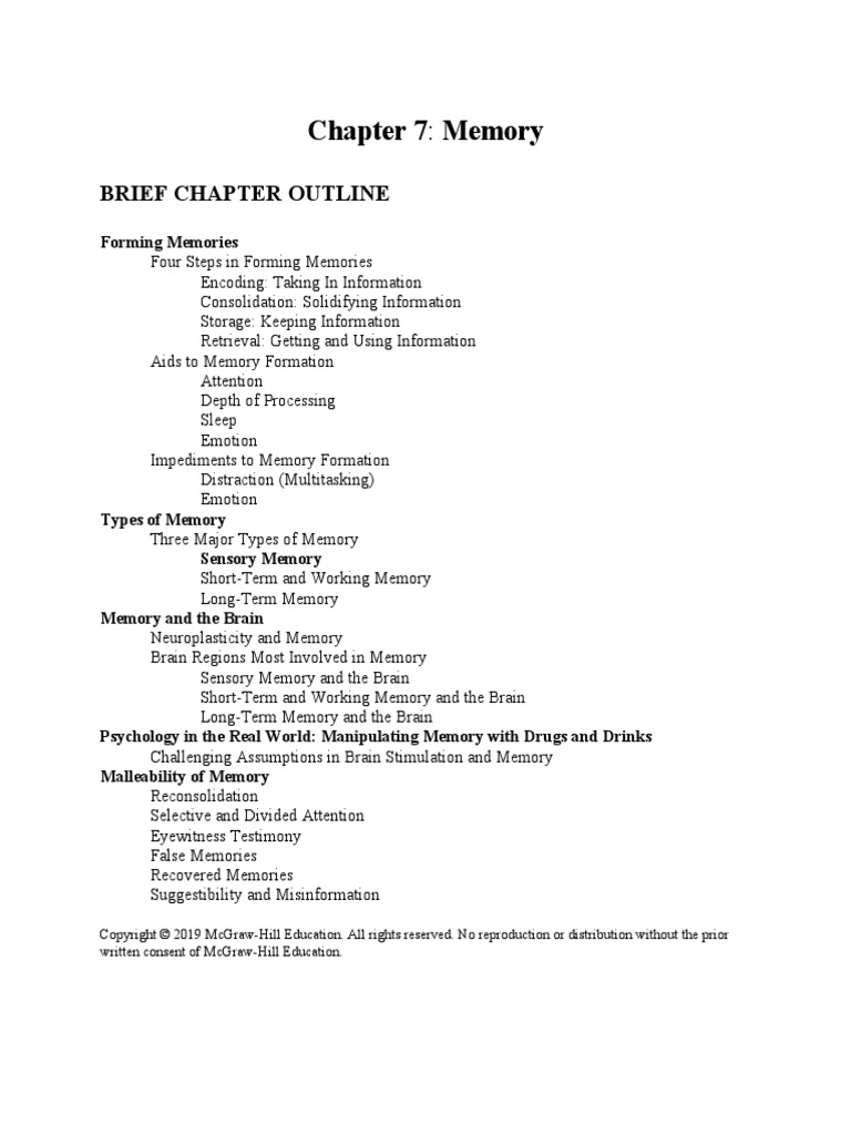 Chapter 7: Memory | PDF | Memory | Long Term Memory