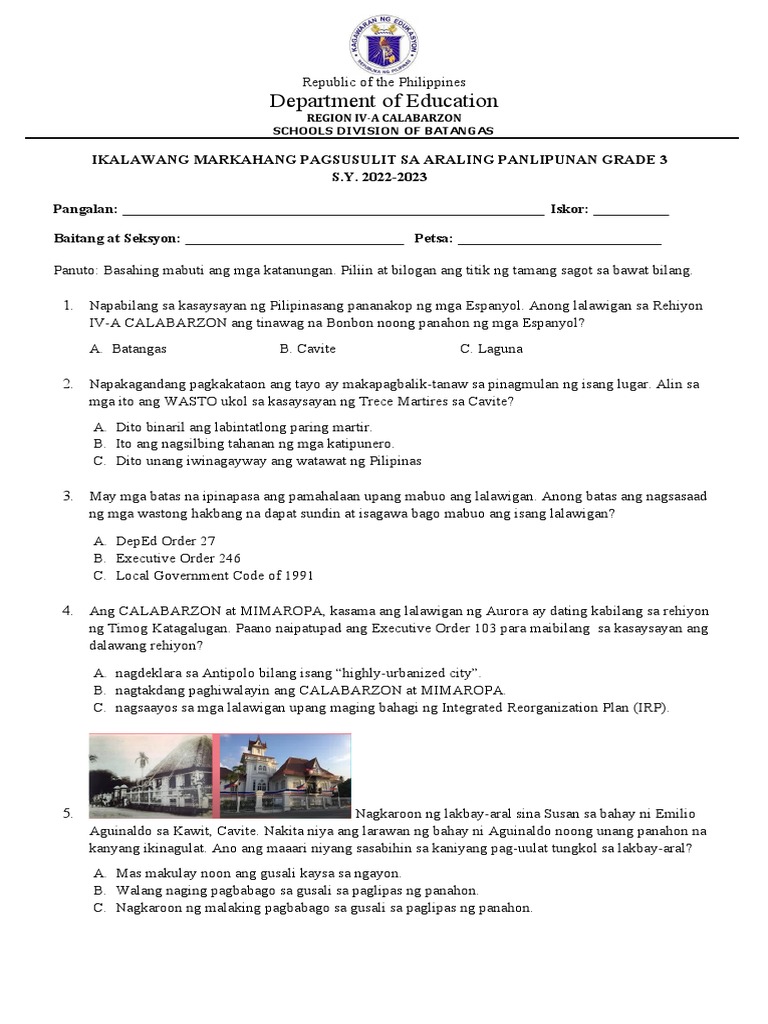 2nd Quarterly Test AP3 | PDF