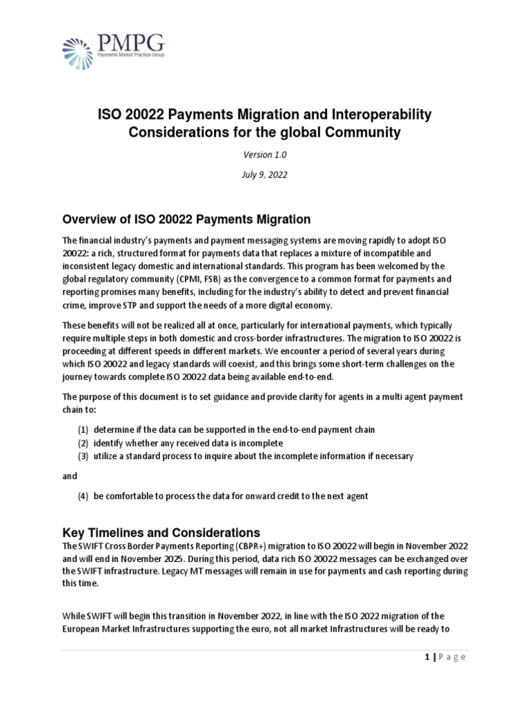 Iso 20022 Migration and Interoperability Considerations v1 | PDF | Fedwire | Banks