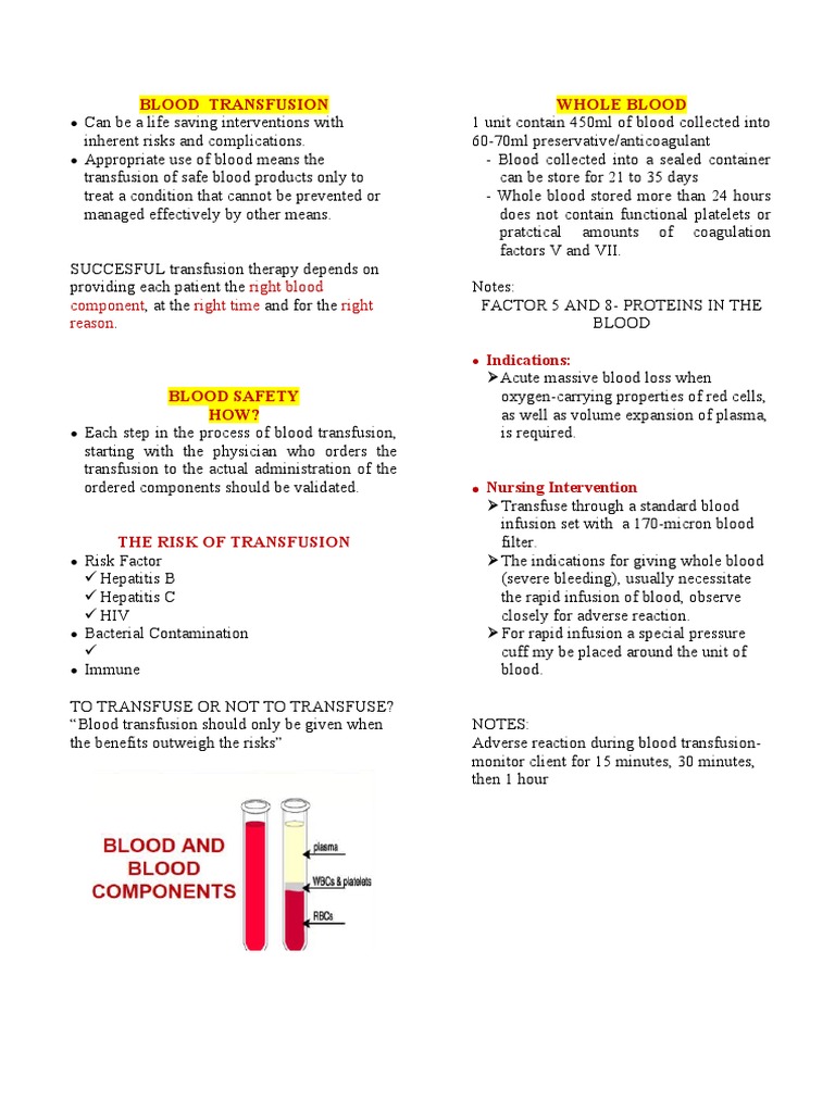 Blood Transfusion Whole Blood: Right Blood Component Right Time Right ...