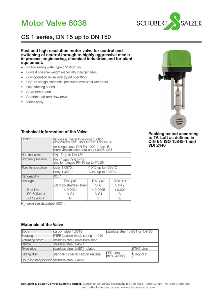 8038 - Data Sheet | PDF | Valve | Actuator