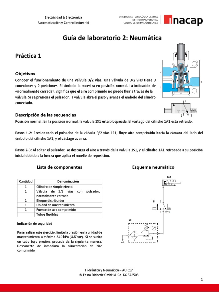 Guía de Laboratorio 2: Neumática: Práctica 1 | PDF | Neumática | Automatización