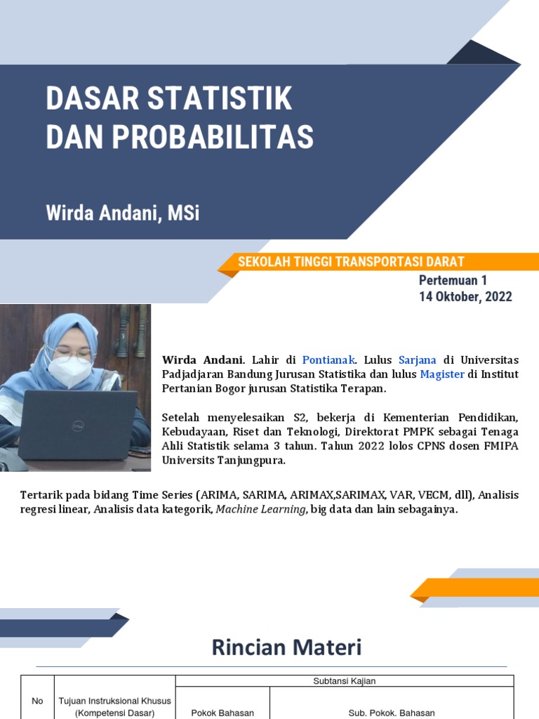 Statistika Dan Probabilitas - Pertemuan 1 | PDF