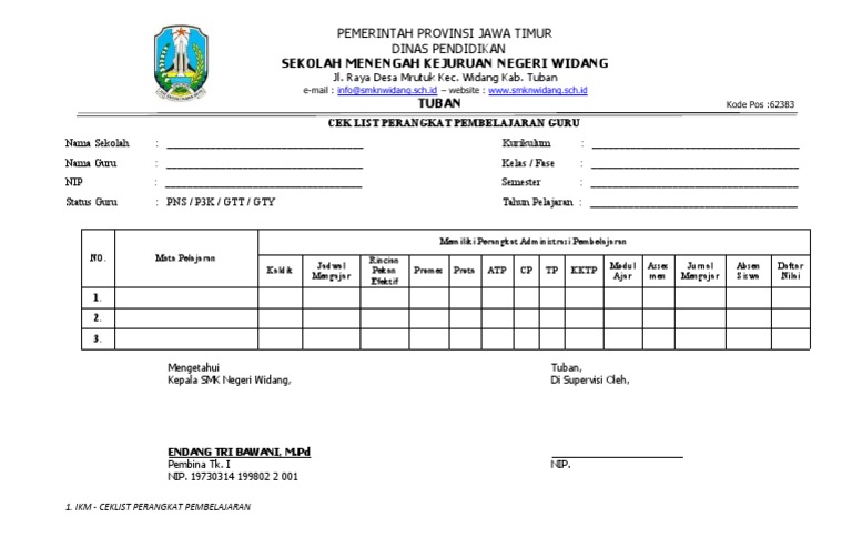 Ikm - Ceklist Perangkat Pembelajaran | PDF