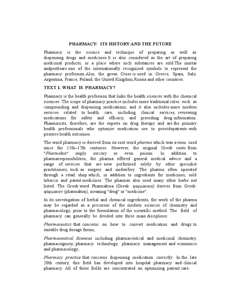 Topic 2. PHARMACY | PDF | Pharmacy | Pharmacology