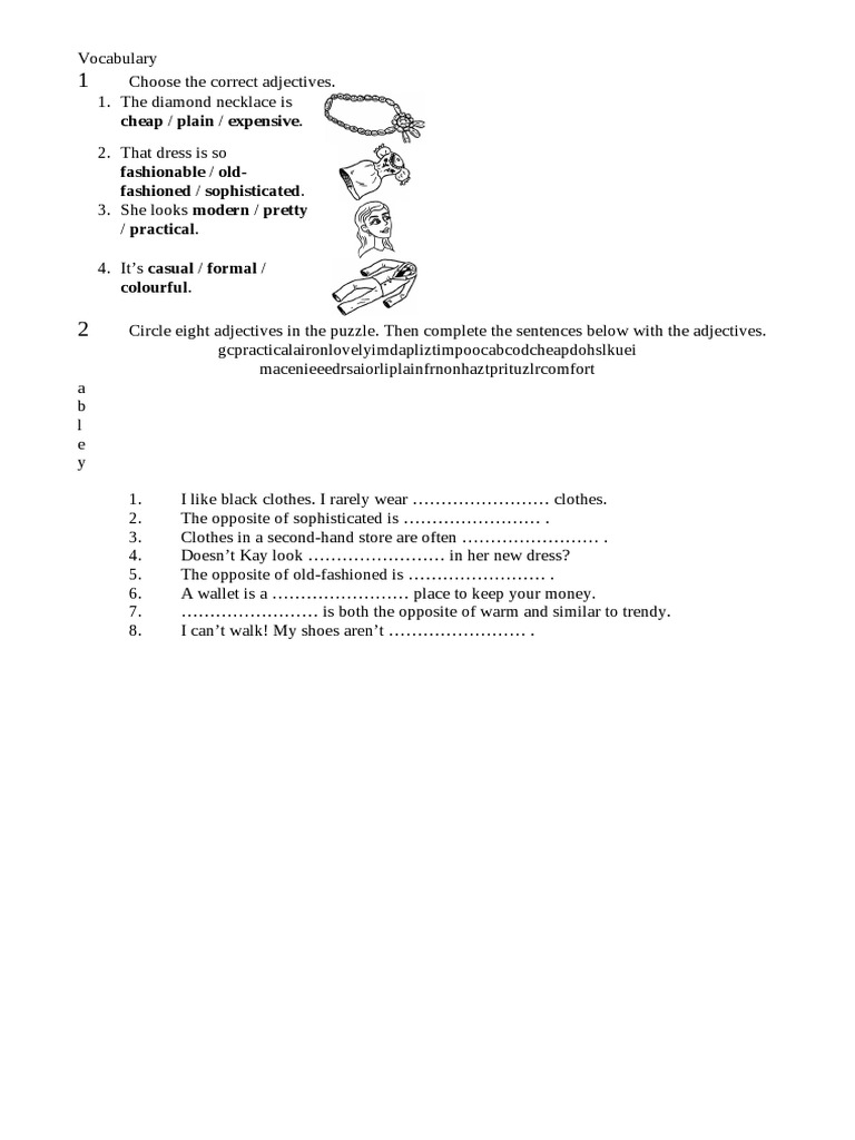 Adjectives, Quantifiers, and Comprehension Questions about a Shopping ...