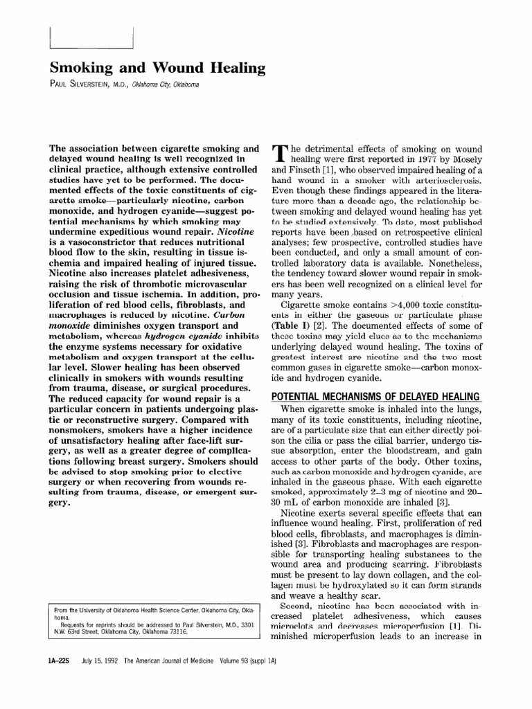 1 Smoking and Wound Healing | PDF | Healing | Wound Healing
