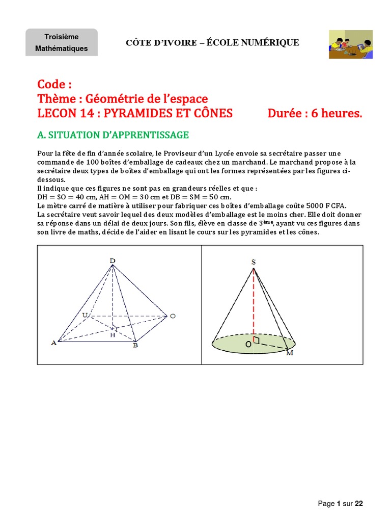 3è-Maths-14 Pyramide Et Cône | PDF | Triangle | Polygone