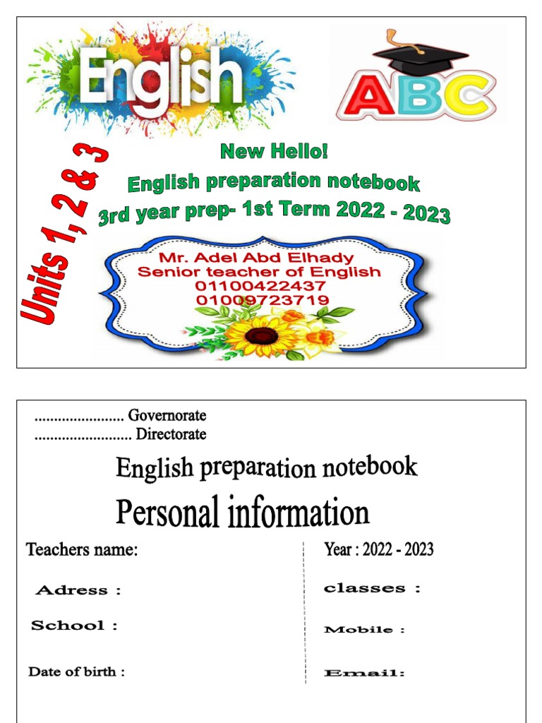 3rd Year Prep Prepration New Hello 2023 by Mr. Adel 1stterm | PDF ...