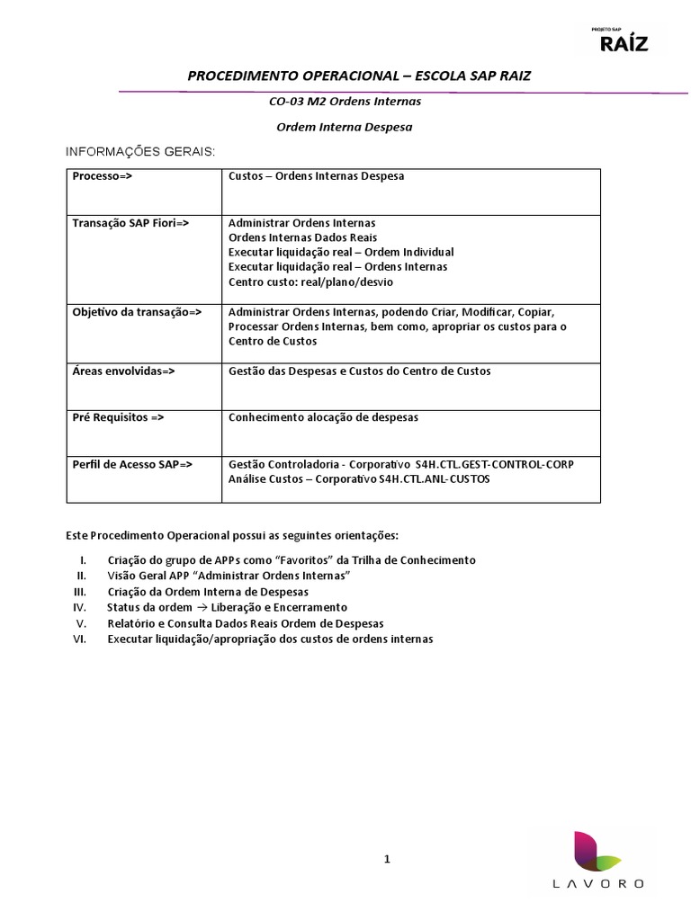 CO003 M2 Ordem Interna de Despesa - PO | PDF | Aplicativo para celular | Informática