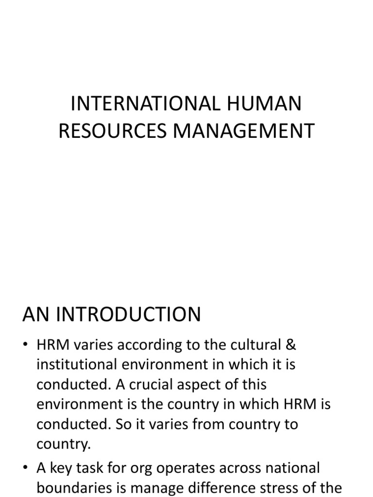 Lec 1 International HRM - An Introduction ZH | PDF | Human Resource Management | Employment