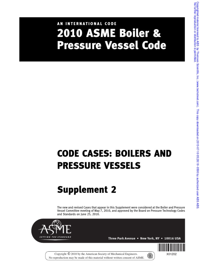 2010 ASME Boiler & Pressure Vessel Code | PDF | Pipe (Fluid Conveyance ...