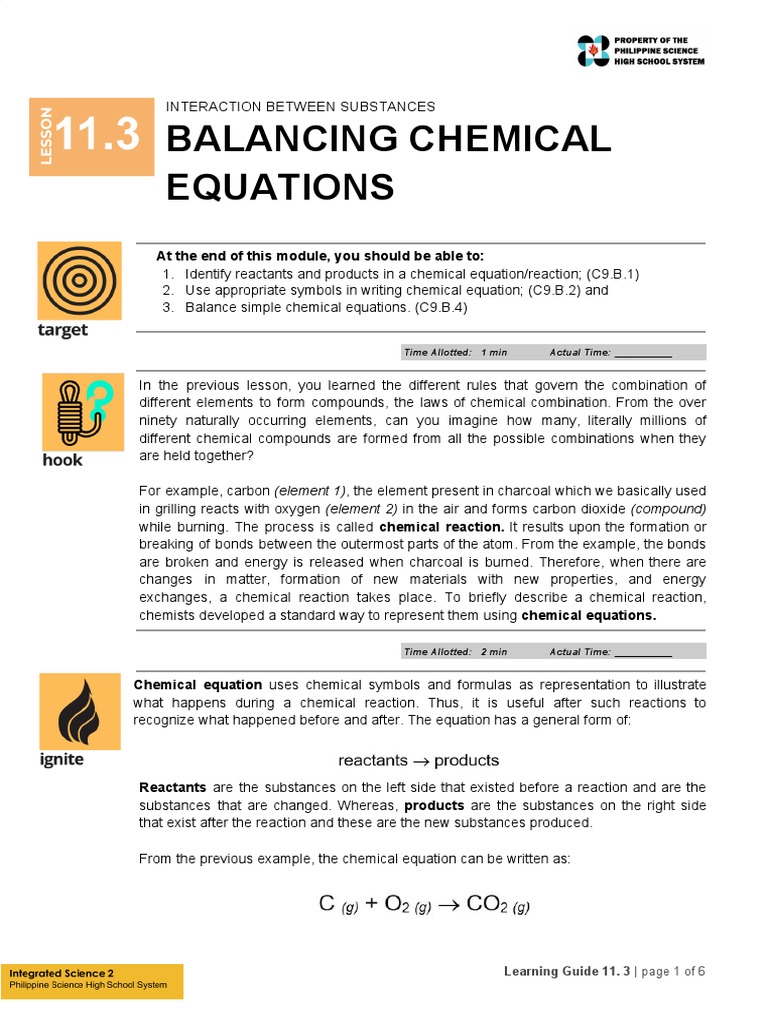 Balancing Chemical Equations Guide | PDF | Chemical Reactions ...