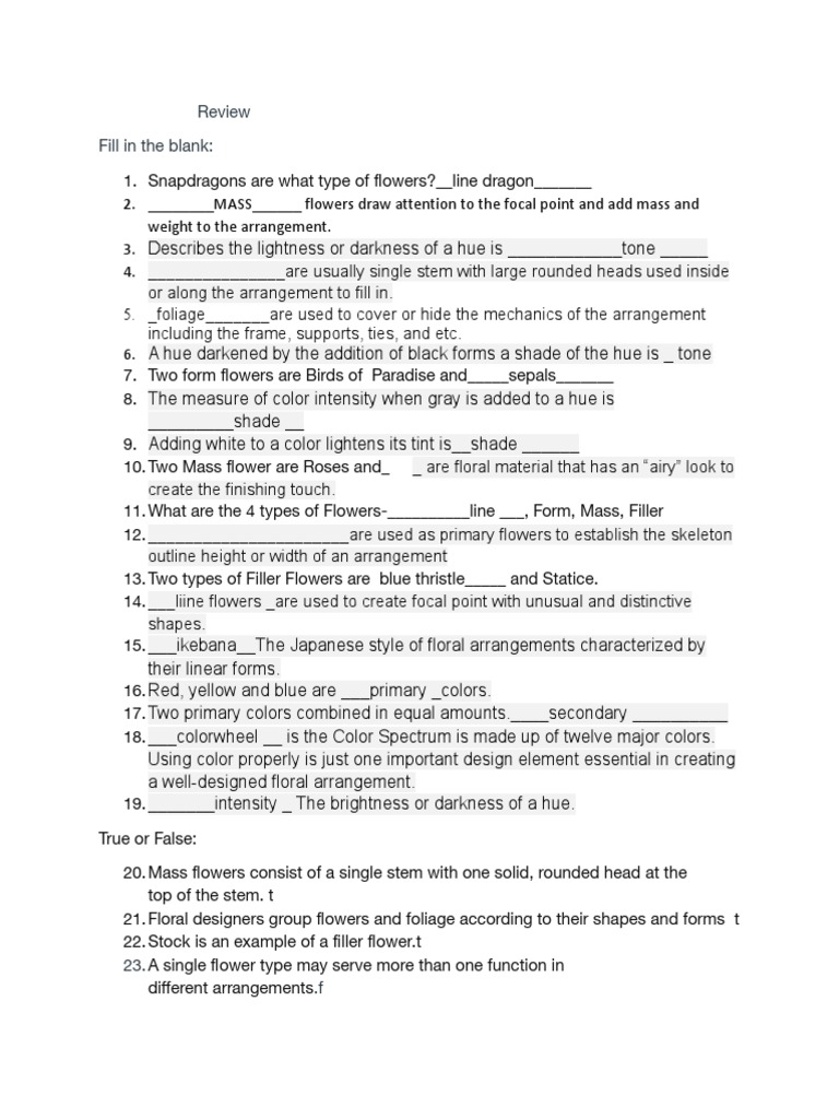 Review Flower Types TSFA-1 | PDF