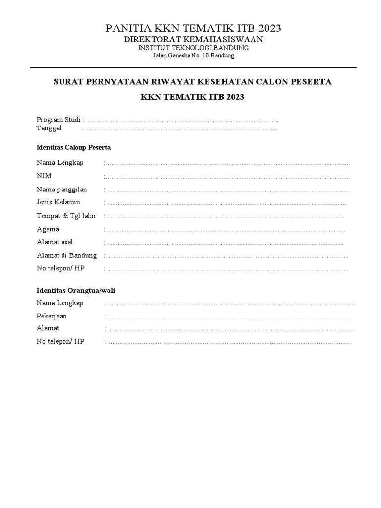 Surat Pernyataan Riwayat Kesehatan1 | PDF Surat Pernyataan Riwayat Kesehatan1 | PDF