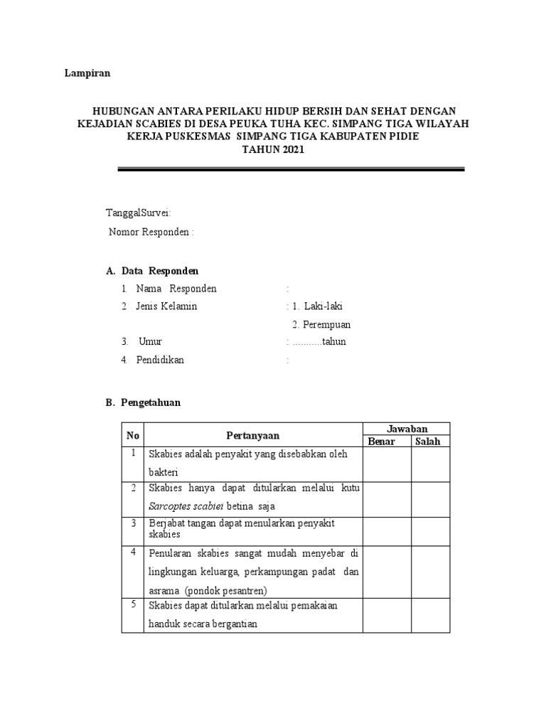 Kuisioner Penelitian... | PDF