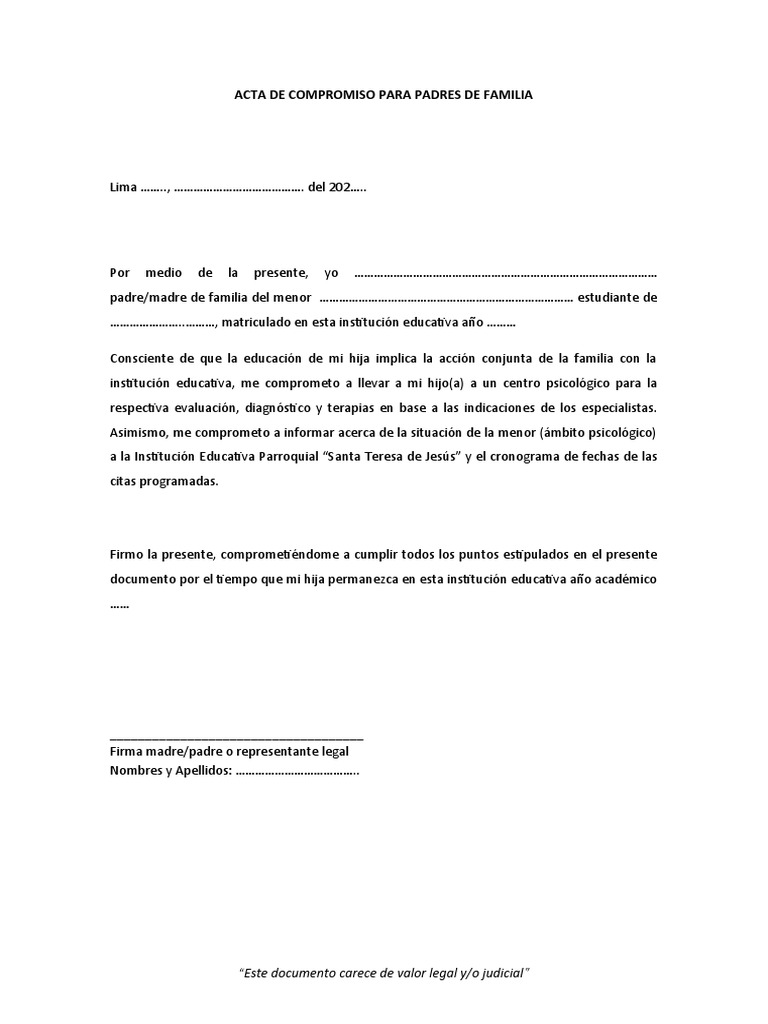 Formato de Acta de Compromiso | PDF