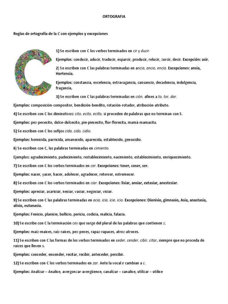 Ortografia Uso C - S - Z | PDF | Mecánica del lenguaje | Lingüística