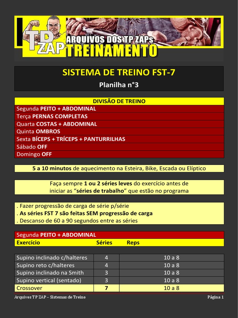 FST-7 planilha de treino completo para todas as partes do corpo | PDF ...